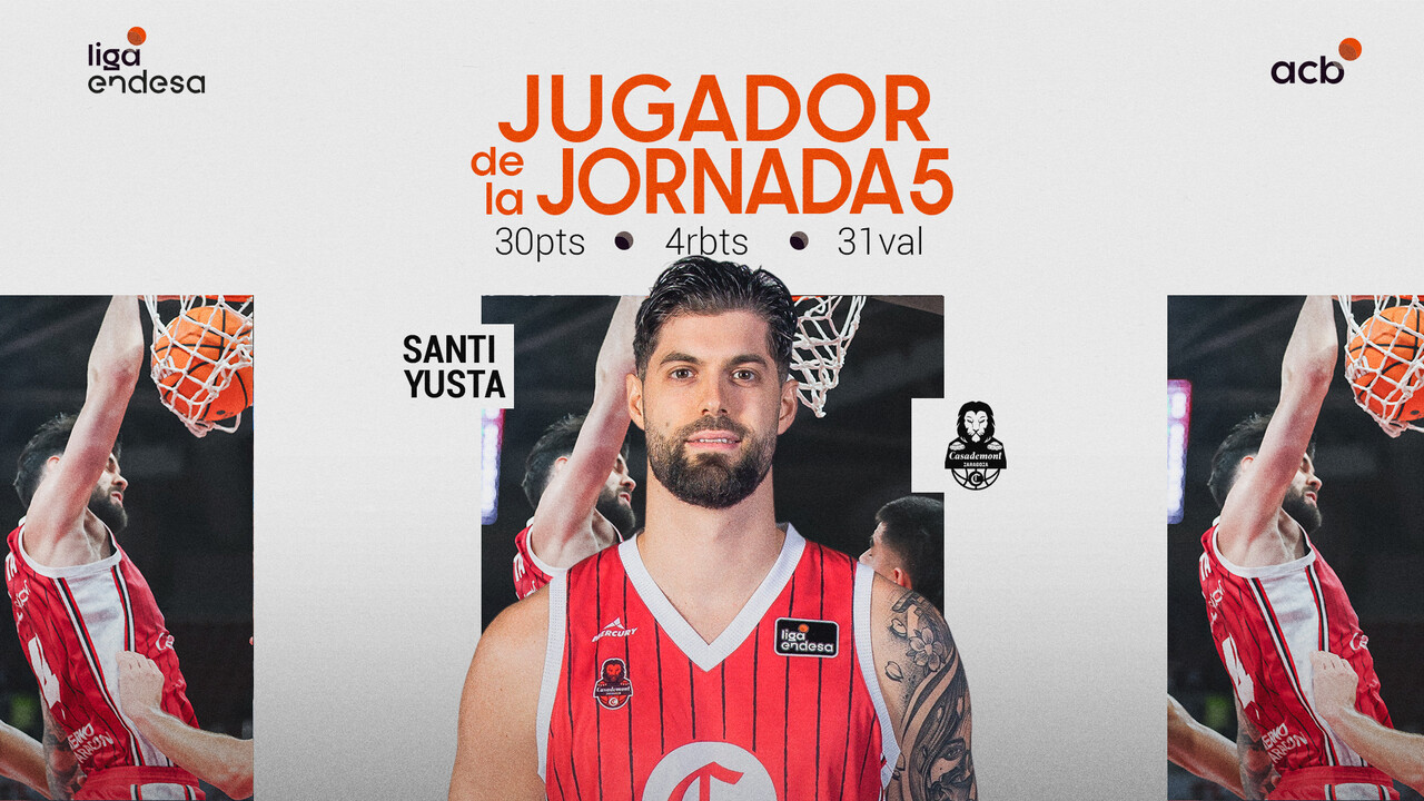Santi Yusta, Jugador de la Jornada 5 de la Liga Endesa 2025-26 | acb.com